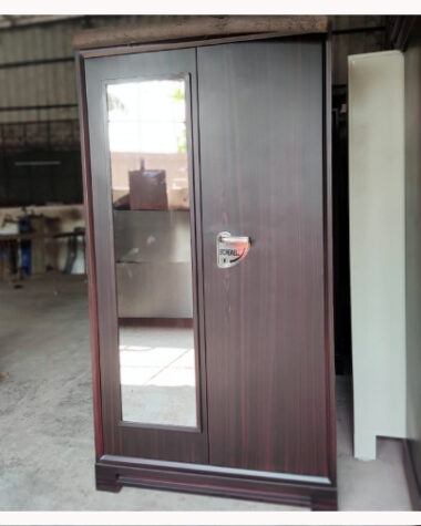 Two Door Wood Color Steel Almirah with Mirror | JJ Steel Furnitures ...